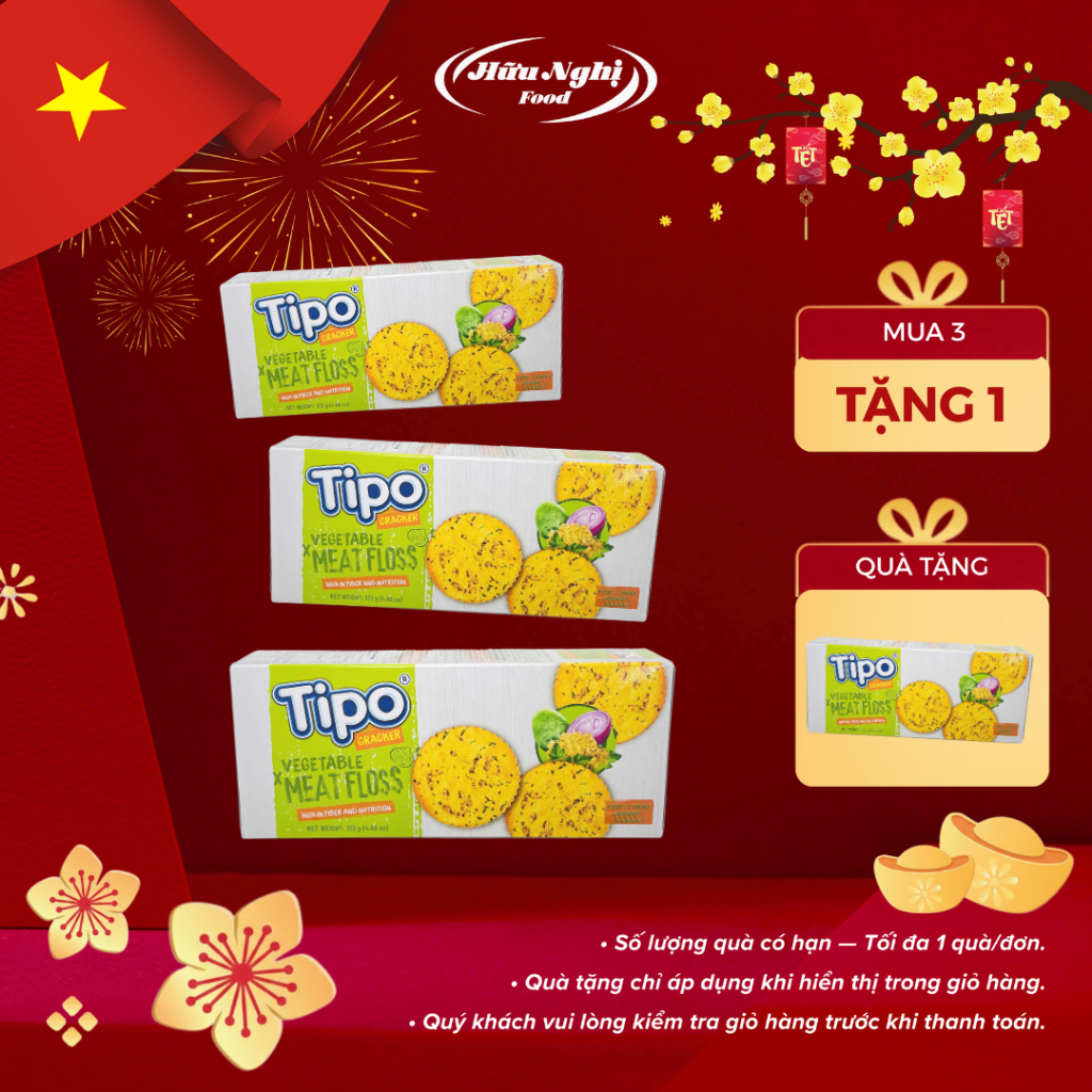 Bánh quy rau củ chà bông Tipo 132g Hữu Nghị dinh dưỡng, ngon giòn, ăn ...