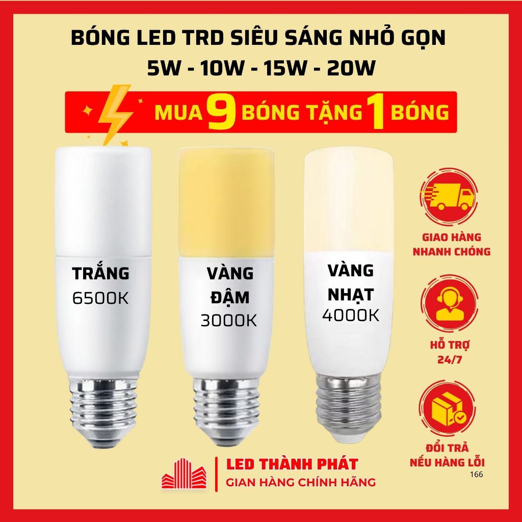 Bóng đèn LED THP TRD 5W 10W 15W 20W Đui E27 siêu sáng tiết kiệm điện ...