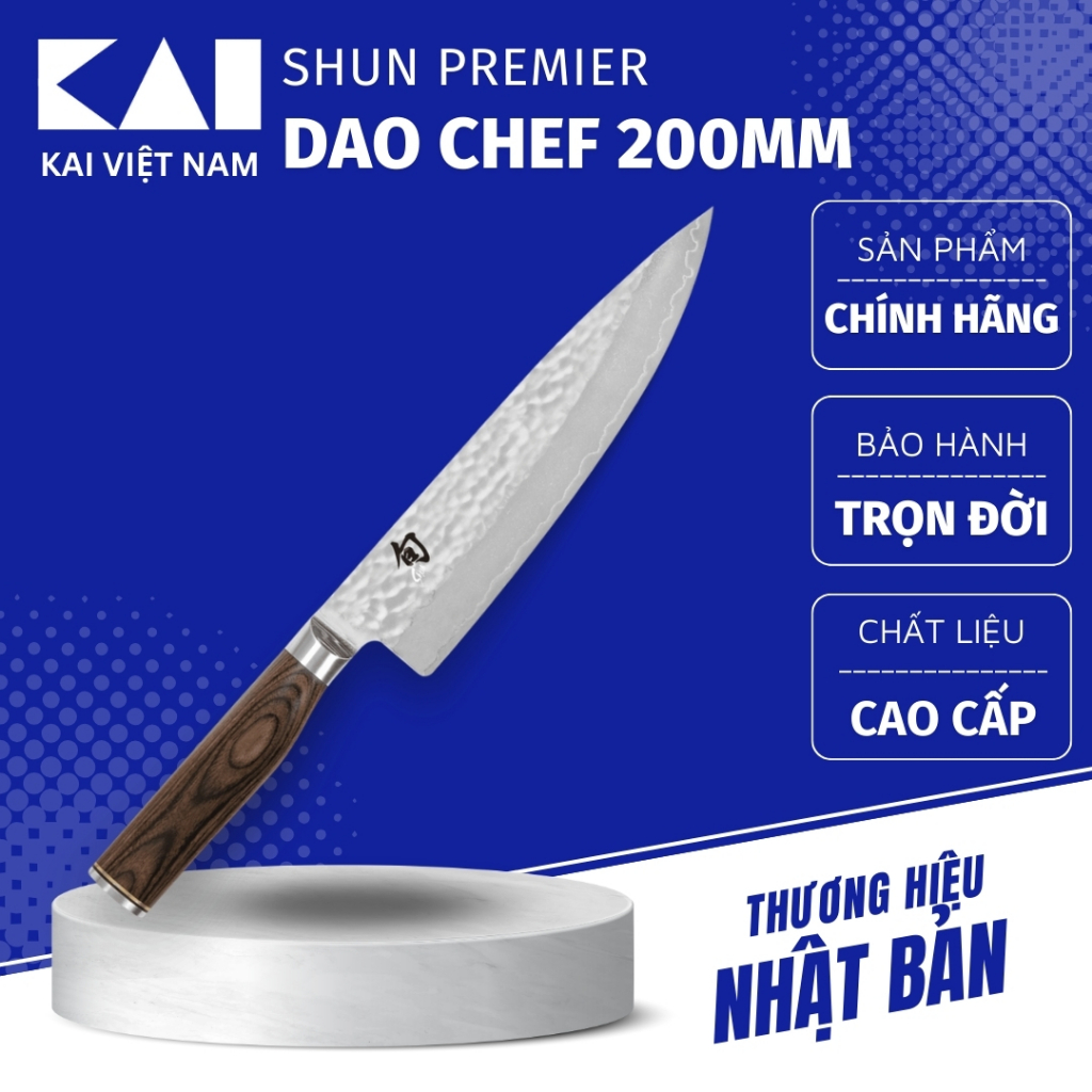 Dao bếp KAI Shun Premier Chef 8' dao thái thịt cá thép Damascuss 69 lớp ...