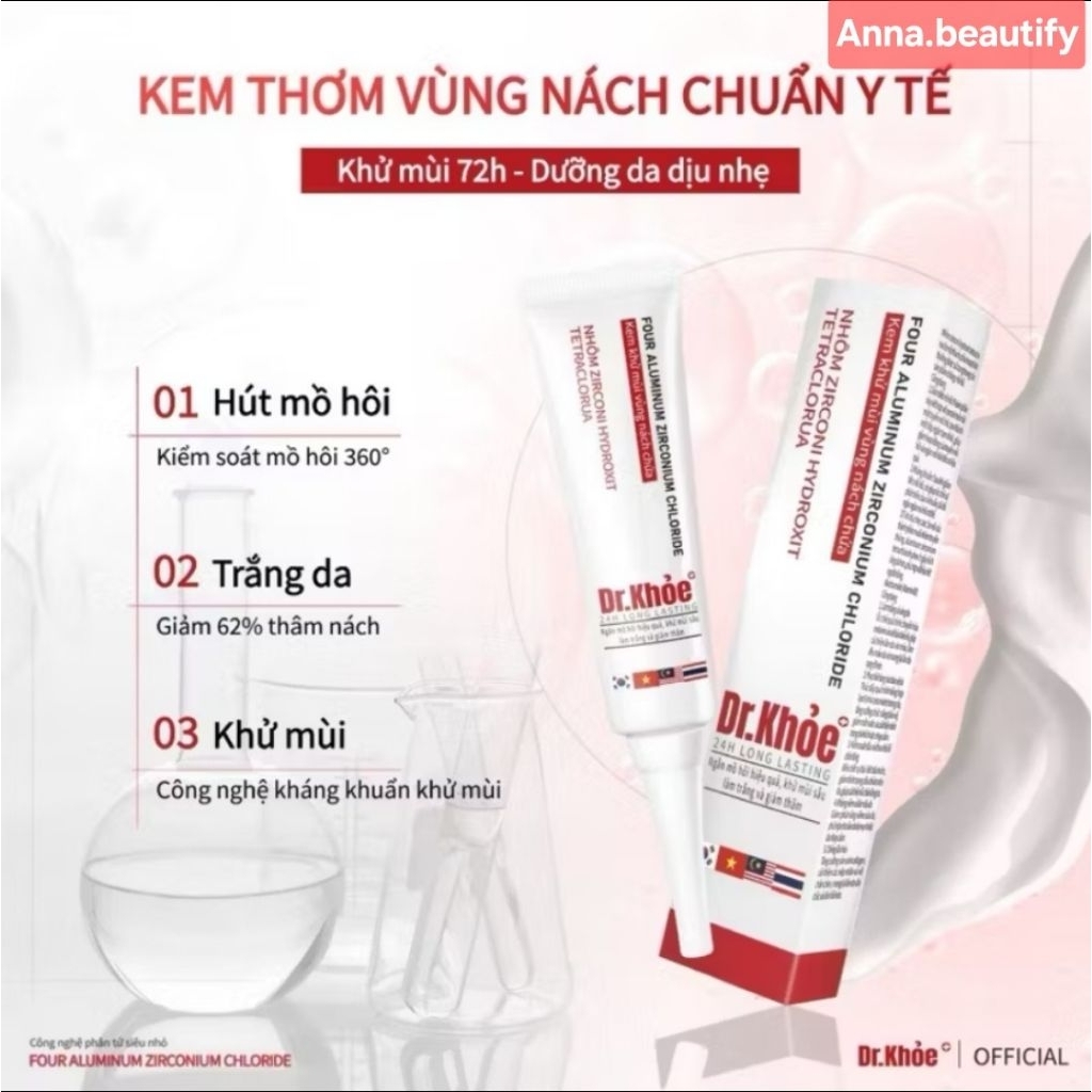 DR.KHỎE kem thơm vùng nách ,hỗ trợ khử mùi ,khử thâm và hút mồ hôi vùng ...