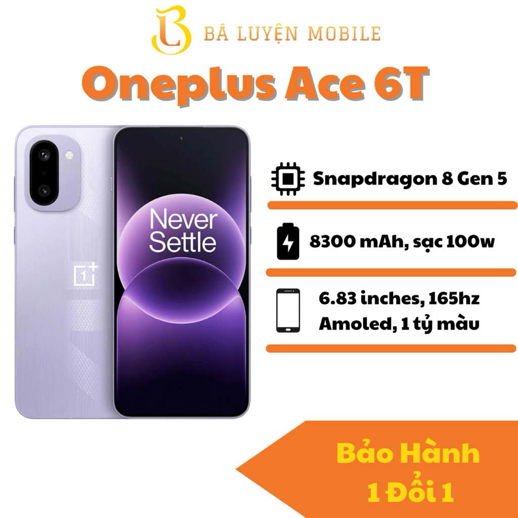 Điện thoại Oneplus Ace 6T chip Snapdragon 8 Gen 5, pin trâu 8300mAh ...