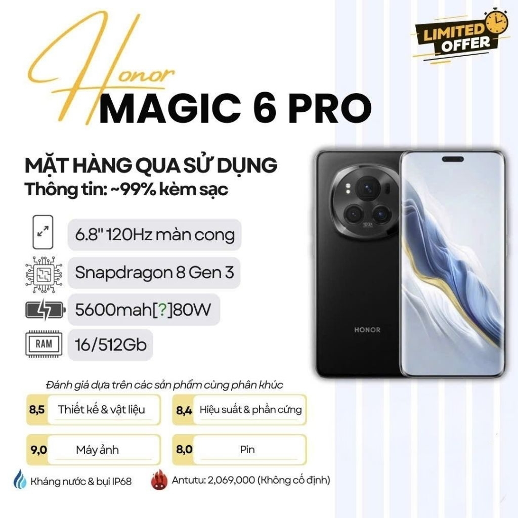 Điện thoại Honor Magic 6 Pro 16/512Gb QSD 98% | Shopee Việt Nam
