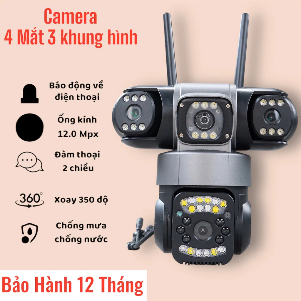 Camera xoay 360 độ ngoài trời 4 mắt 3 khung hình W990 - BẢO HÀNH 1 NĂM ...