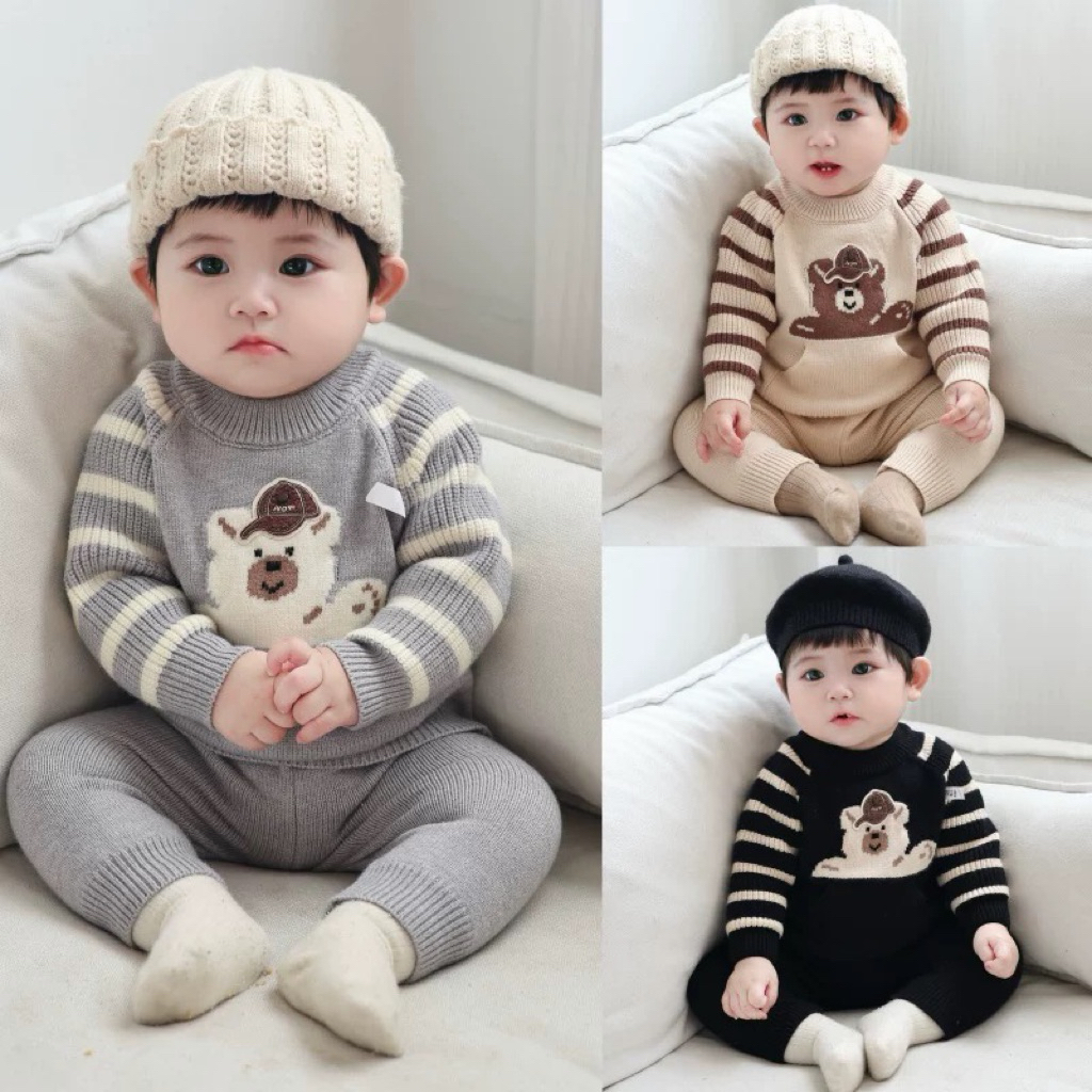 Y6003-Bộ quần áo len cho bé HK KIDS, bộ len Quảng Châu dài tay thu đông ...