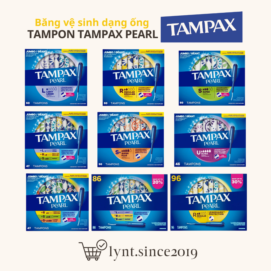 Băng vệ sinh dạng ống Tampon Tampax Pearl Regular/ Super/ Super Plus ...