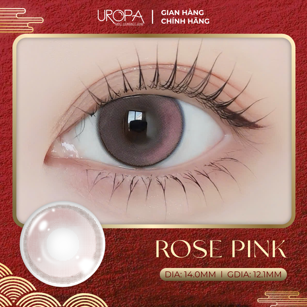Lens cận siêu cấp ẩm UROPA LENS màu ánh hồng Pink Rose, kính áp tròng 6 ...