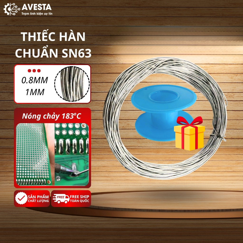 Thiếc hàn Sn63 0.8mm 1mm hàng chuẩn siêu bóng siêu nhẹ lửa Avesta ...