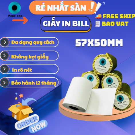 [ COMBO 10 CUỘN ] GIẤY IN BILL K57x50mm DÙNG CHO MÁY POS, SIÊU THỊ ...