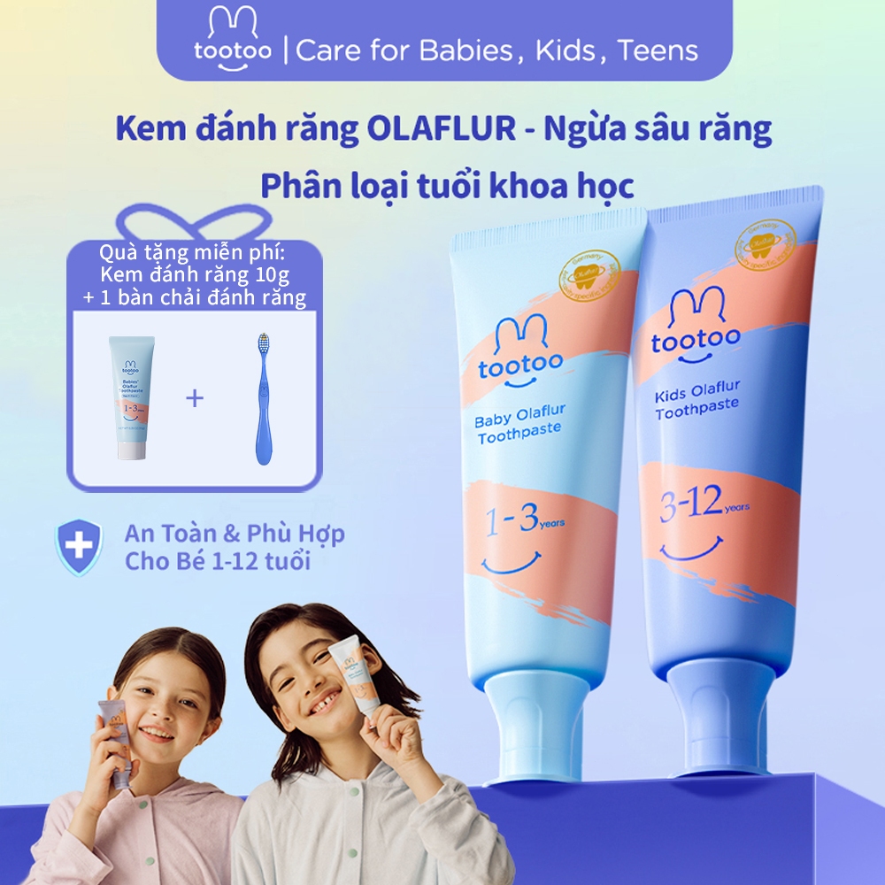 Kem đánh răng cho bé tootoo Babies Kids Olaflur ngừa sâu răng cho trẻ ...