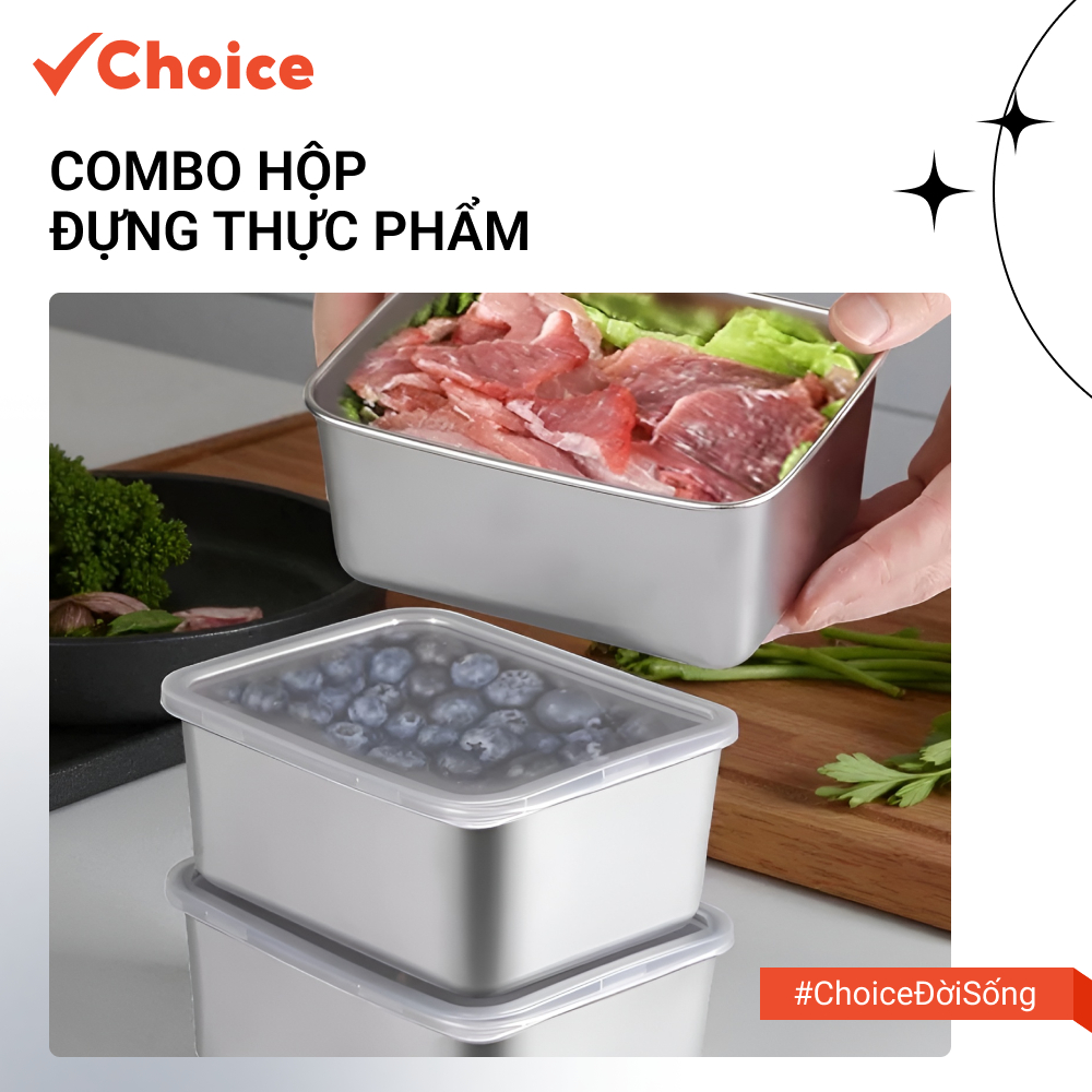 [Choice] Combo Hộp Đựng Thực Phẩm Inox 304 LS1-2749-484 Có Nắp Đậy ...