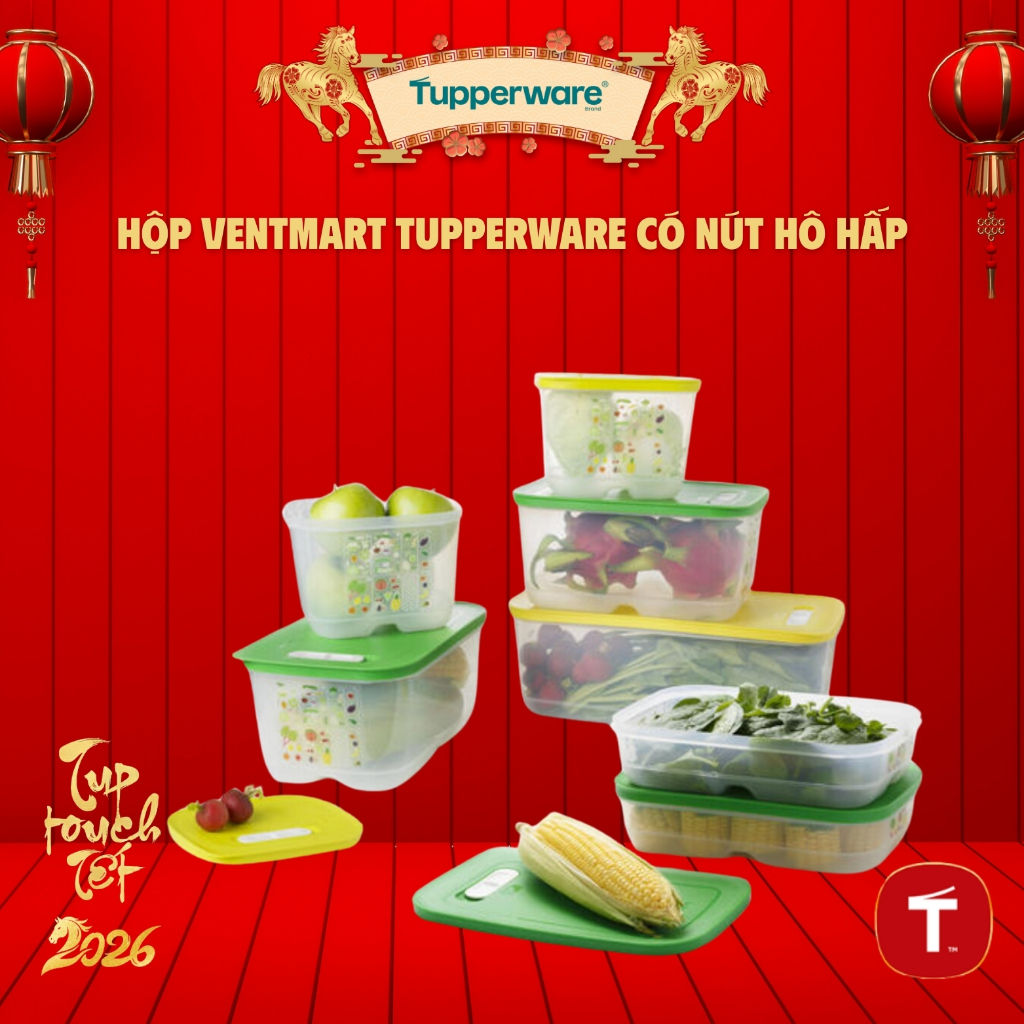 Hộp trữ mát chính hãng Tupperware Ventsmart dung tích 800ml/1.8L/4.4L/6 ...