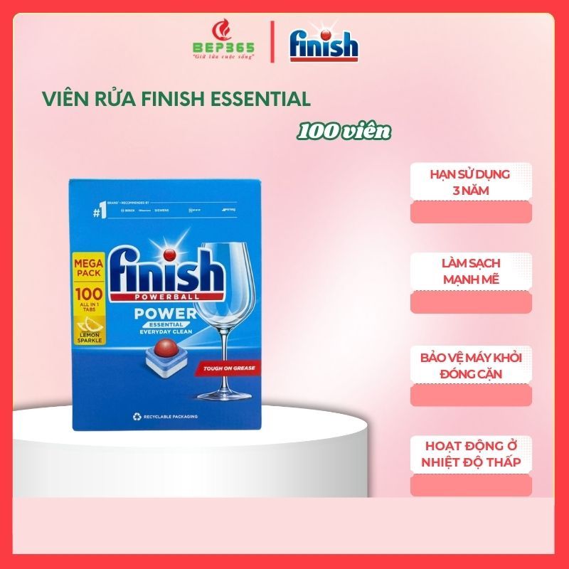 Viên rửa bát Finish Essential 100 viên – Tan nhanh – Không để lại cặn ...