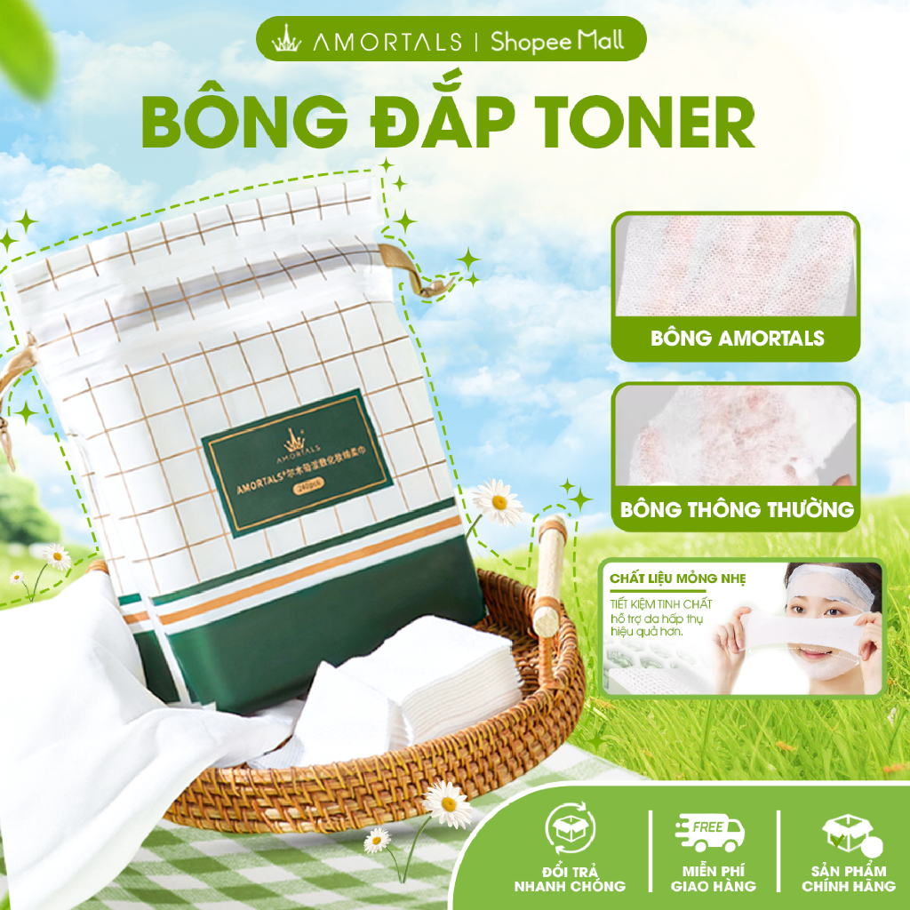 Bông Đắp Toner AMORTALS Co Giãn Lotion Mask Mềm Mịn, Bông Tẩy Trang ...