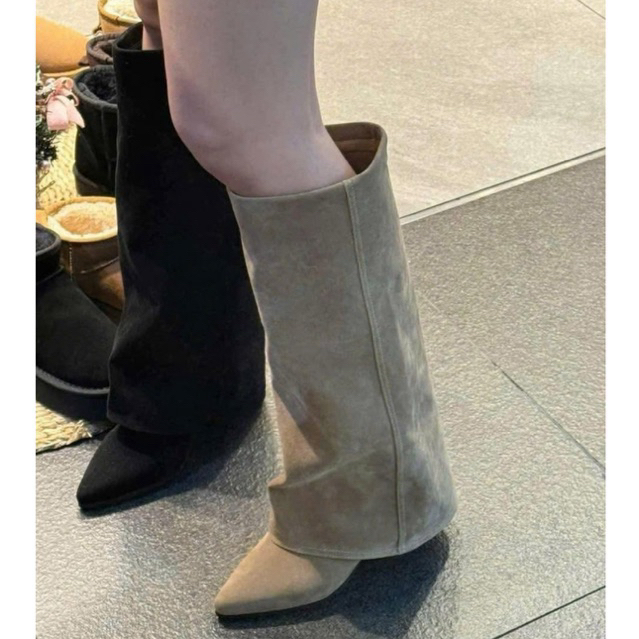 [ KOREA ] Giày boots da lộn phong cách ống skirt Hàn Quốc | Shopee Việt Nam