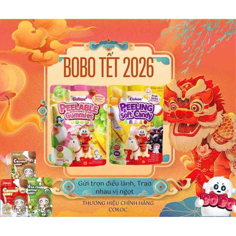 Kẹo dẻo bóc vỏ 3D Bobo Cokoc gói lớn 300g/ 375g – Mix Trái Cây & Soda ...