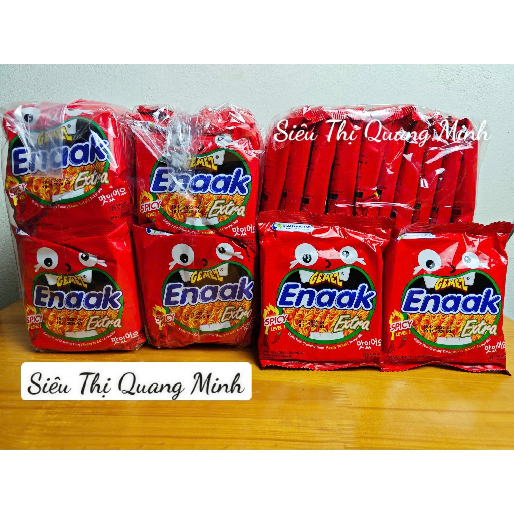 Combo 5 Gói - Lốc 20 Gói Snack Mì Enaak Đỏ Hương Ớt Cay Cấp Độ 1 x Gói ...