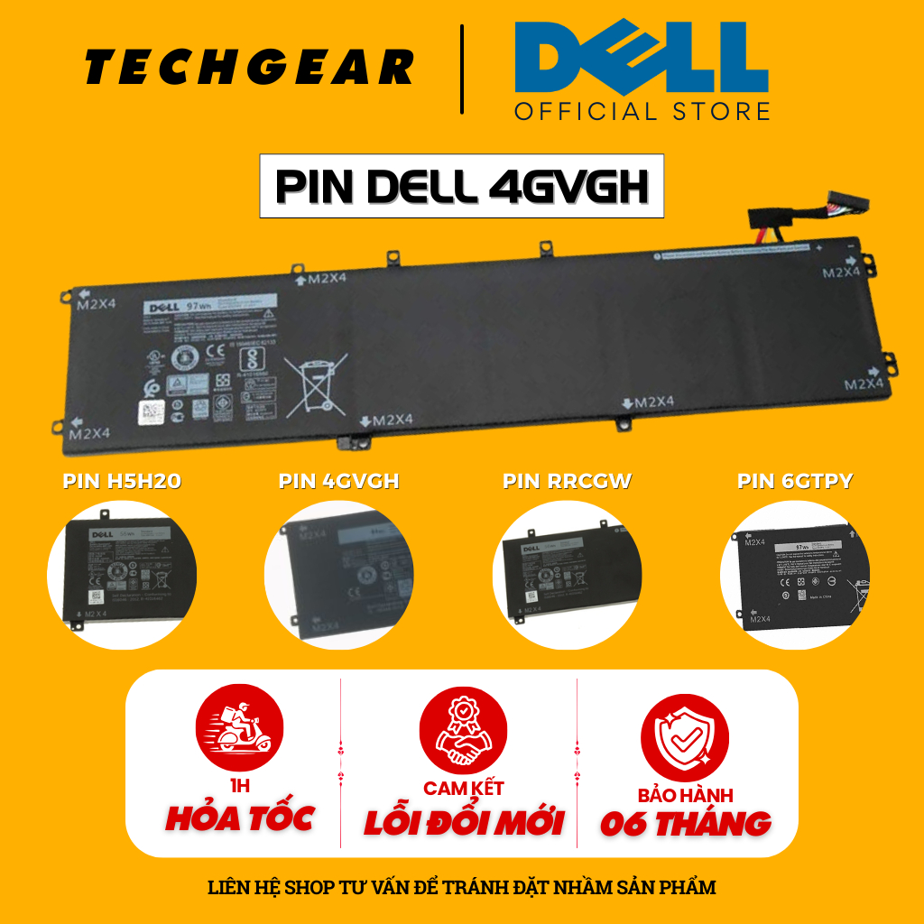 Pin Laptop Dell XPS 15 9550 9560 Precision 5510 P56F 1P6KD 4GVGH 11.4V ...