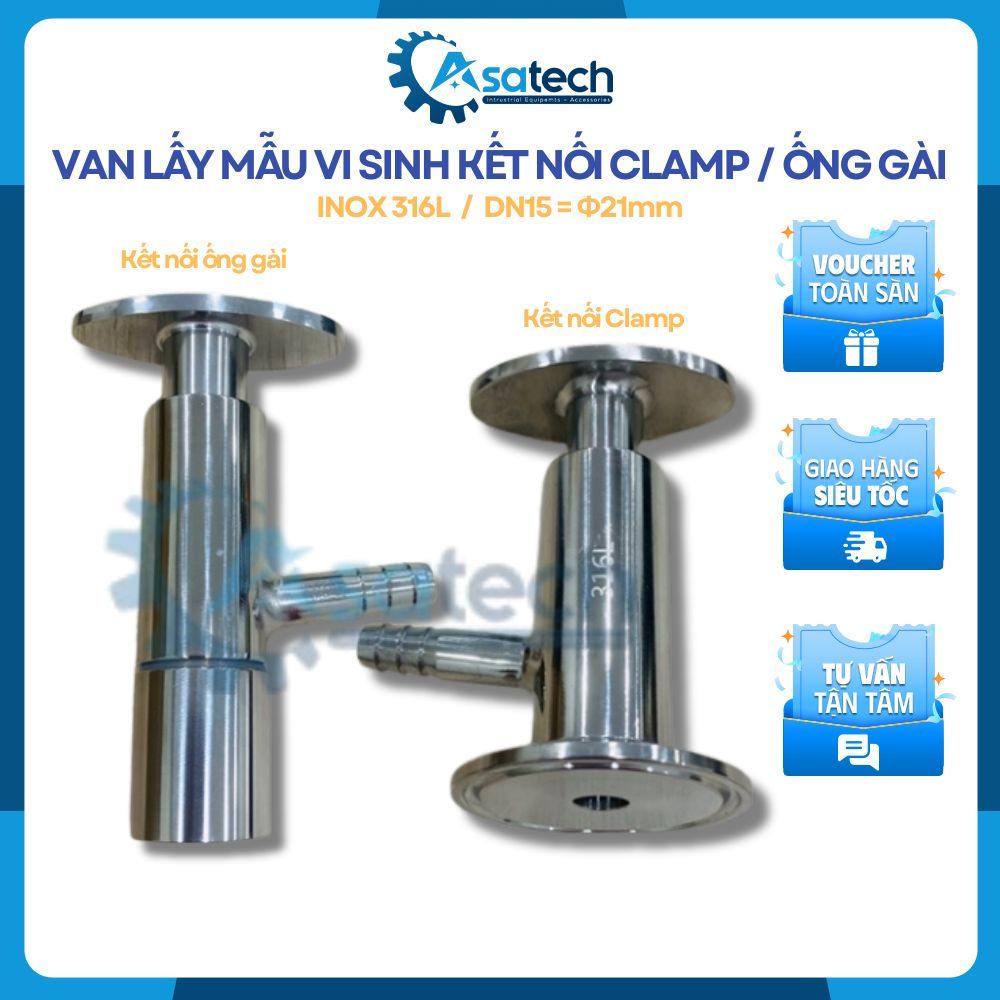 Van lấy mẫu Inox 304/316L vi sinh ren 21mm nối clamp, Van lấy mẫu ren ...