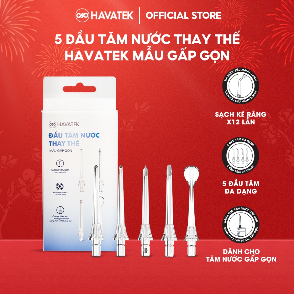 Đầu Tăm Nước Thay Thế Havatek, Mẫu Gấp Gọn, Tiện Lợi, Du Lịch, Êm Nướu ...