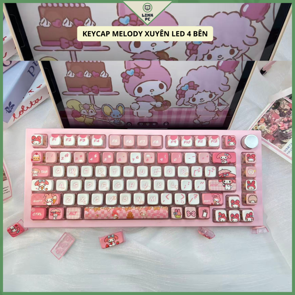 BỘ KEYCAP CUTE - KEYCAP MELODY PUDDING SIDE TRANSPARENT 4 CẠNH XUYÊN ...