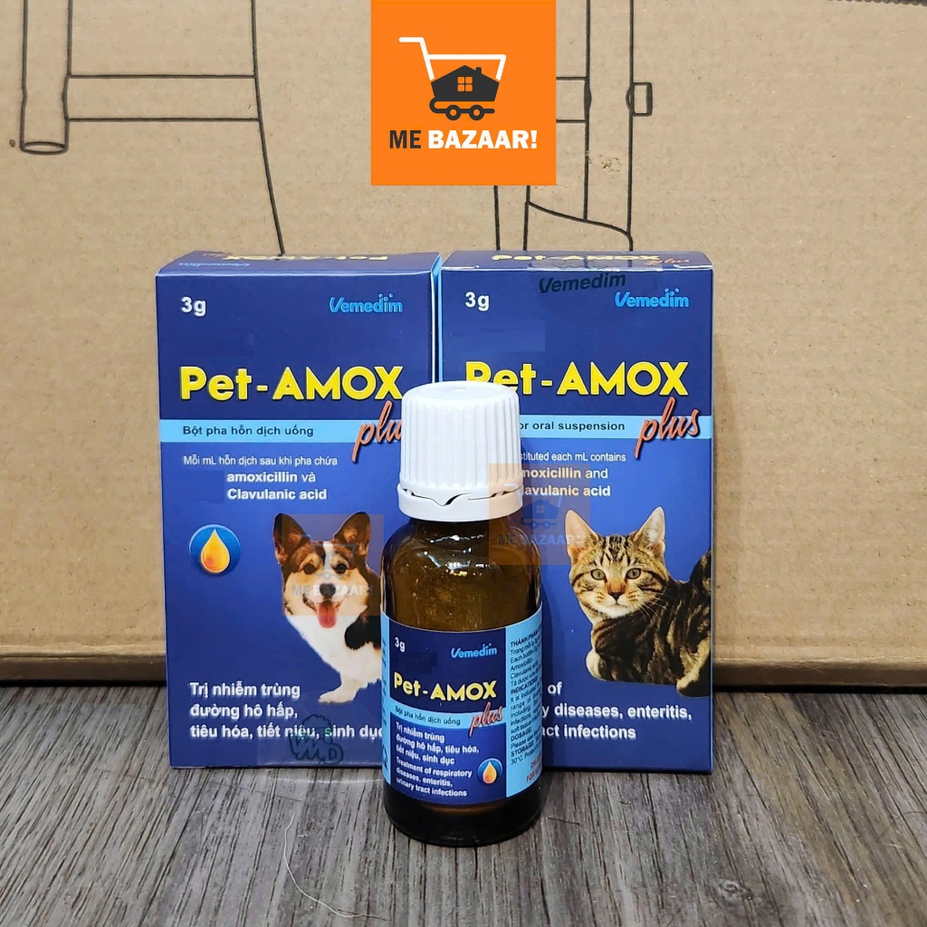 [Lọ 3g] Bột pha Pet Amox Plus Hỗ Trợ Các Nhiễm Trung Hô Hấp, Tiết Niệu ...