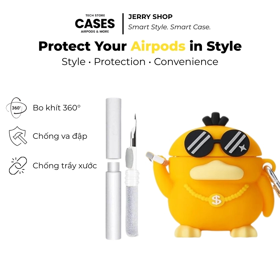Vỏ ốp case airpods 1 2 3 4 pro pro2 pro3, case bảo vệ ốp tai nghe vỏ airpod bluetooth vịt kính ...