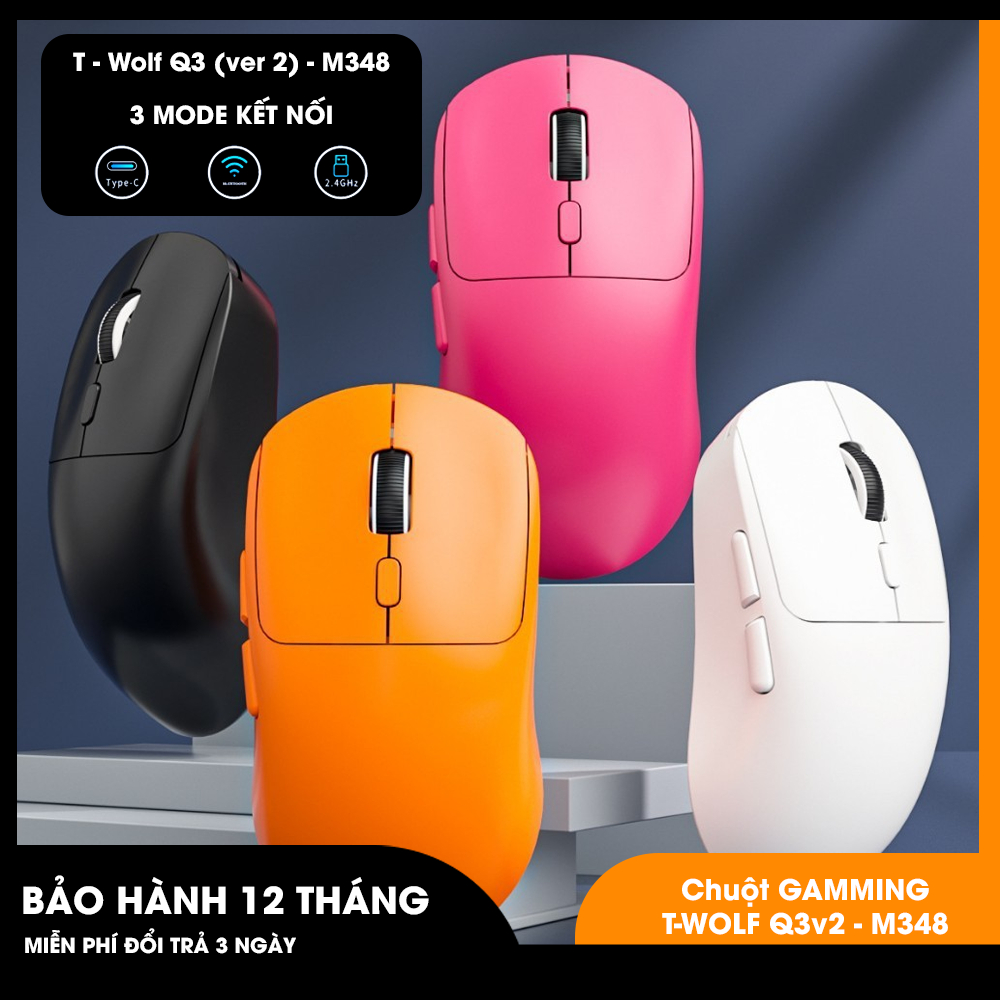 Chuột không dây Gaming T-Wolf Q3 v2 - M348 / 3 Mod Kết Nối-Chip S203 ...