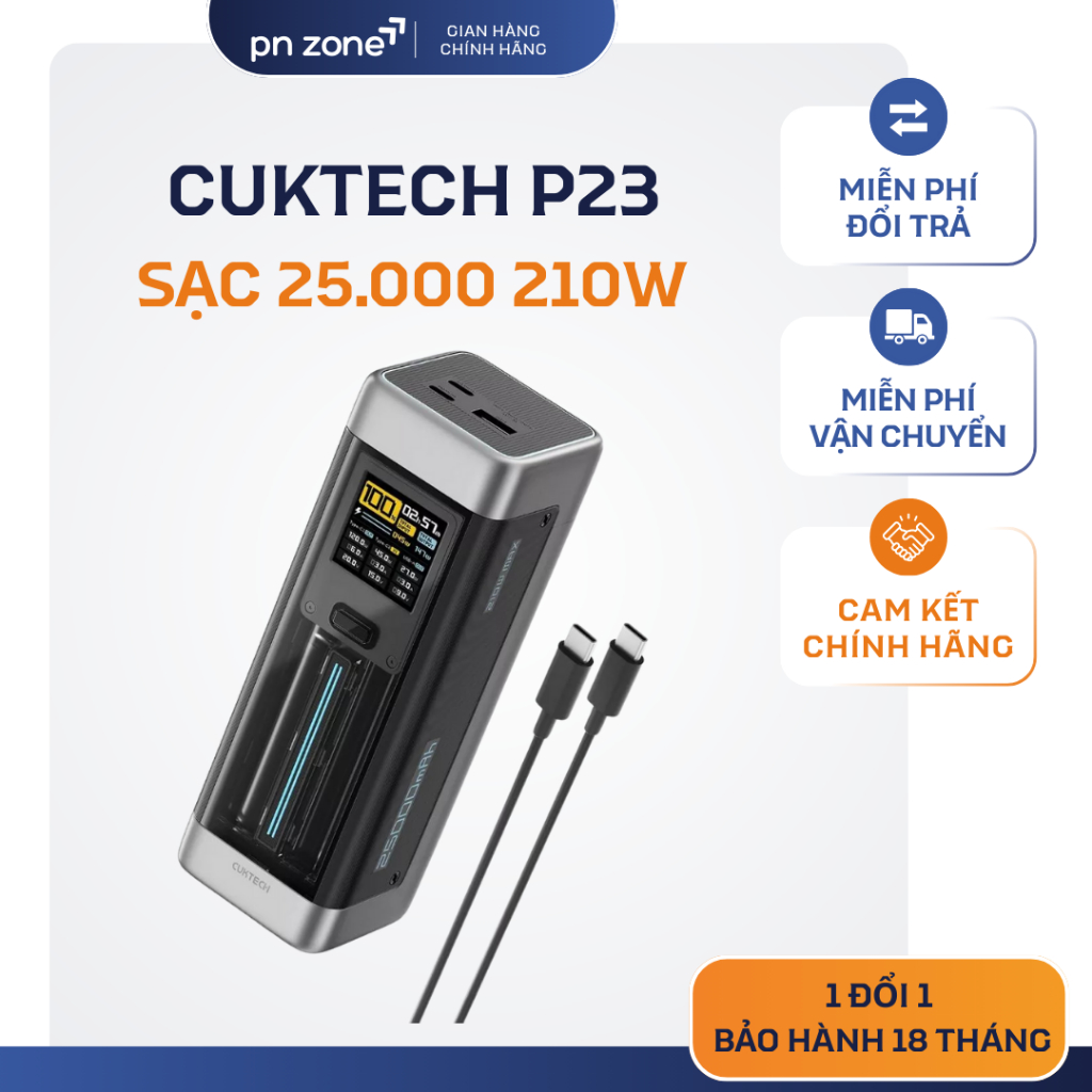 Cuktech 25000mAh 120W (P23) 2C1A 210W PD 3.1 PPS5A QC Mi Turbo - Hàng ...