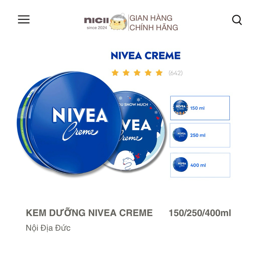 Kem dưỡng ẩm Nivea Creme - Kem dưỡng ẩm da sáng mịn NIVEA hộp thiếc nội ...
