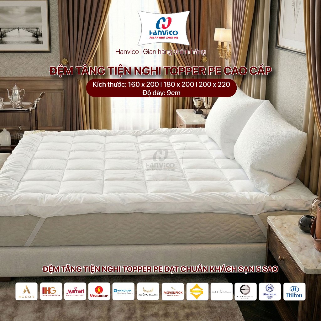 Hanvico - Đệm tăng tiện nghi (Topper) PE cao cấp dày 9cm mềm mại ...