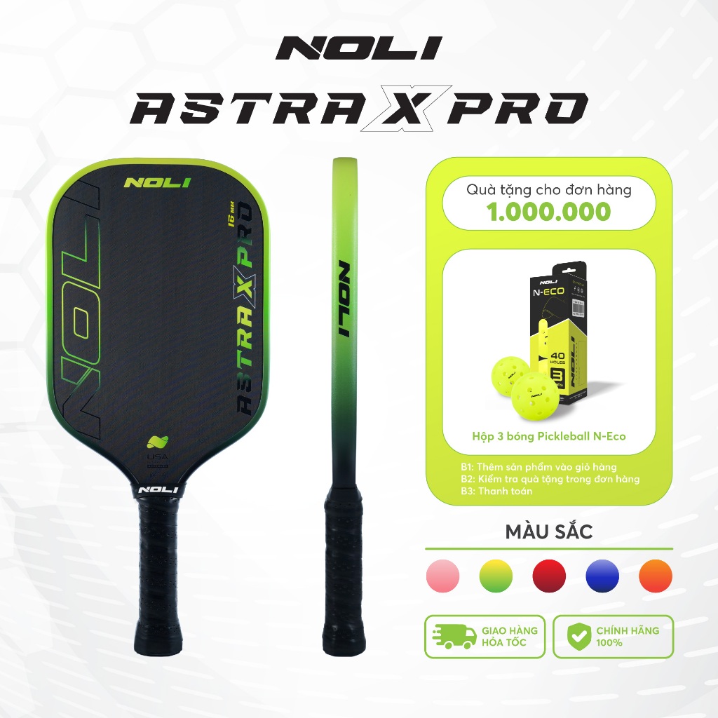 Vợt Pickleball NOLI ASTRA X PRO Carbon Toray Nhật Bản - Lõi EVA Foam ...