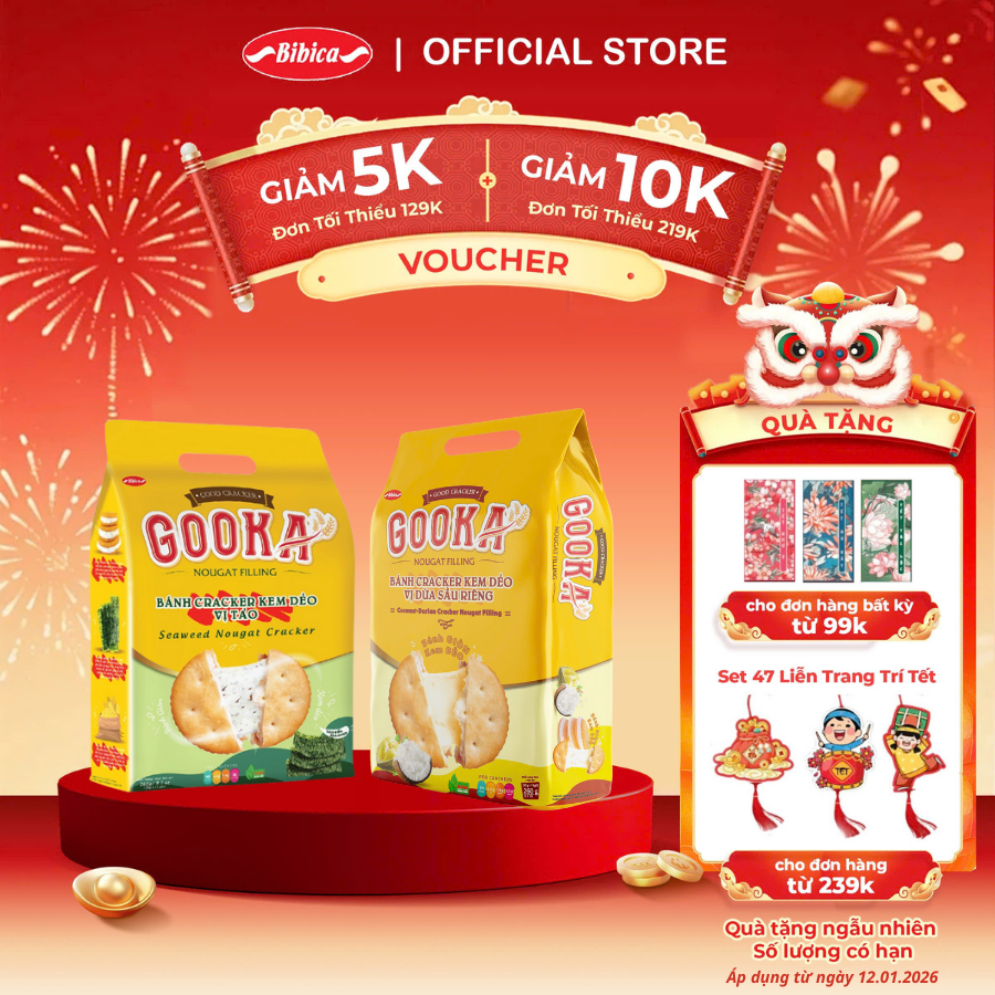 Combo 2 Bánh Gooka Cracker Nougat Filling Vị Tảo Biển/ Dừa Sầu Riêng ...
