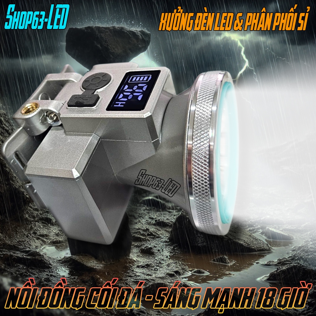 Đèn đội đầu thái lan 503 chóa 6mm, 2 pin dung lượng cao, màn hình to ...