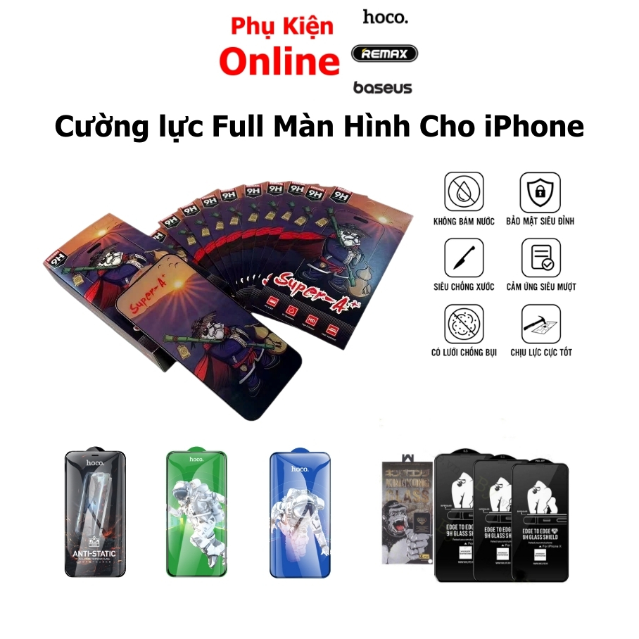 Kính cường lực iphone full màn siêu nét chống xước chống va đập cho ip ...