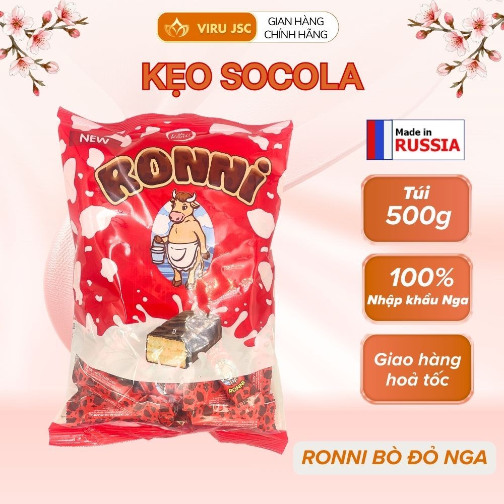 [NHẬP KHẨU NGA DATE 24.3.2027] Kẹo Socola Bánh Xốp Bò Đỏ Nga Túi 400g ...