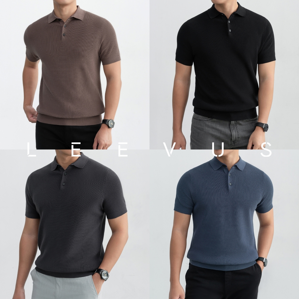 [TẶNG HỘP ĐƠN TỪ 2 SP] Áo polo LEN DỆT KIM Rib Basic Knit 100% cotton ...