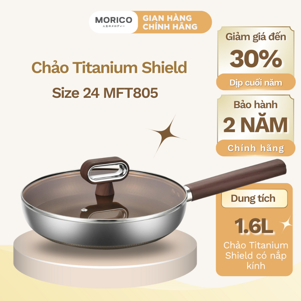 Chảo Titanium Shield Morico MFT805 Size 24 Có Nắp Kính – Đúc Nguyên ...