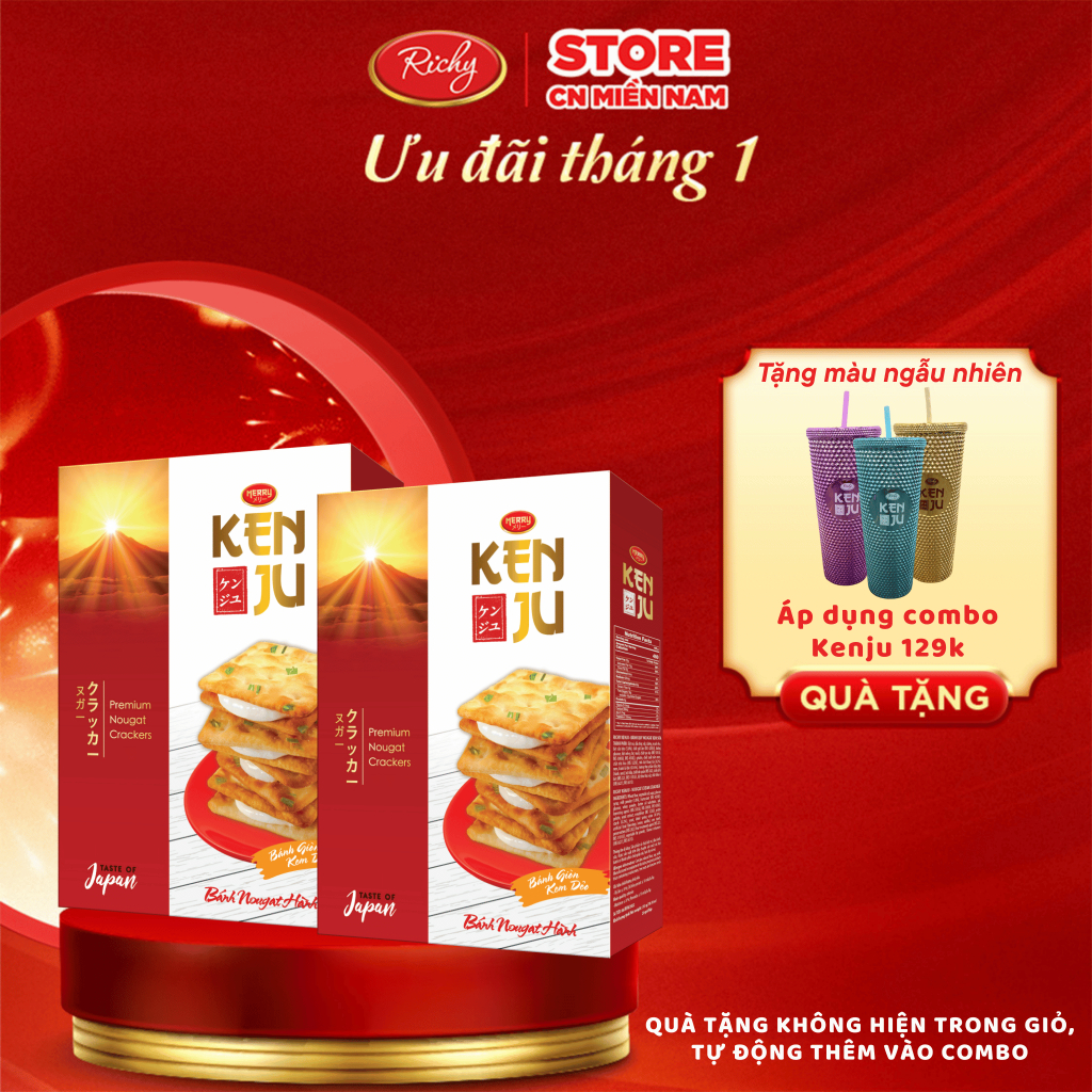 [TẶNG LY KENJU] Combo 2 bánh quy hành Kenju Richy túi 186g - 279g ...