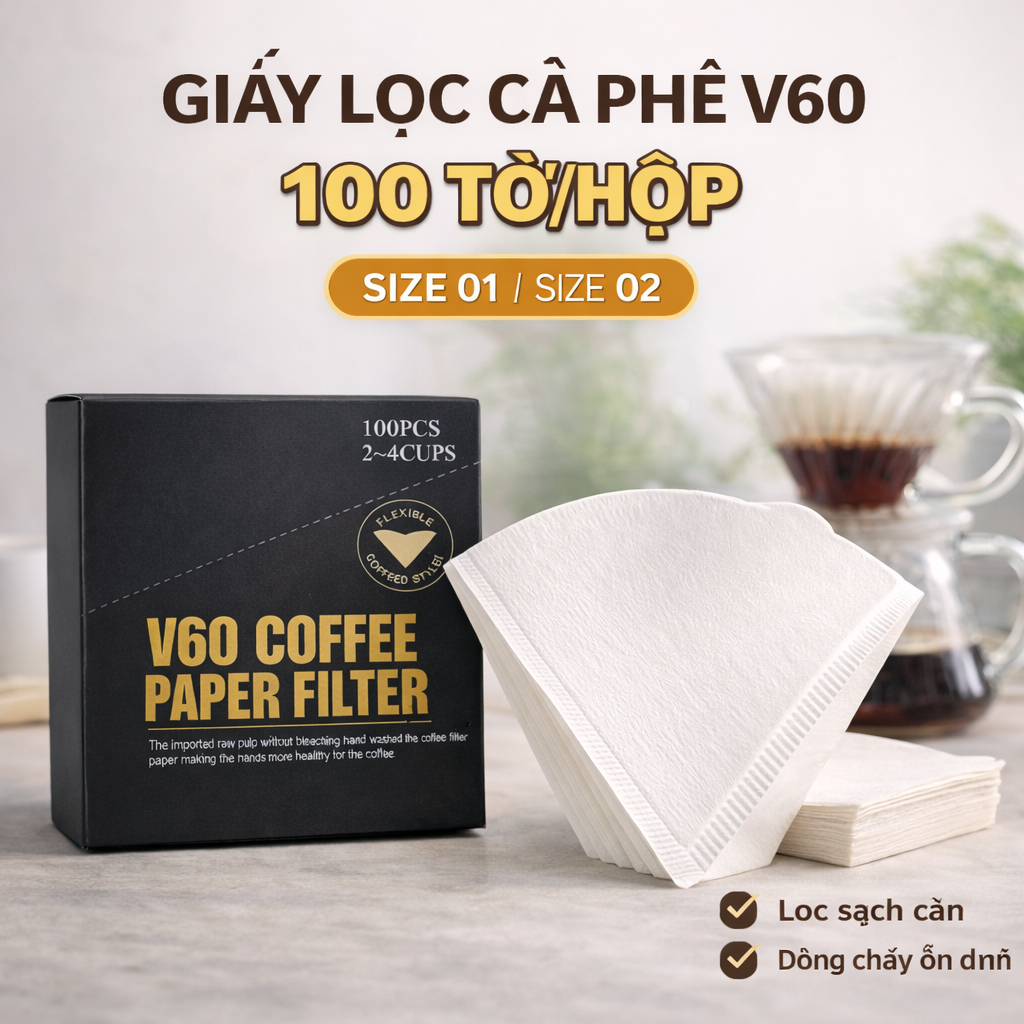 Giấy lọc cà phê Pour Over V60 Trắng (Size 01/02) 100 tờ – Filter Paper ...