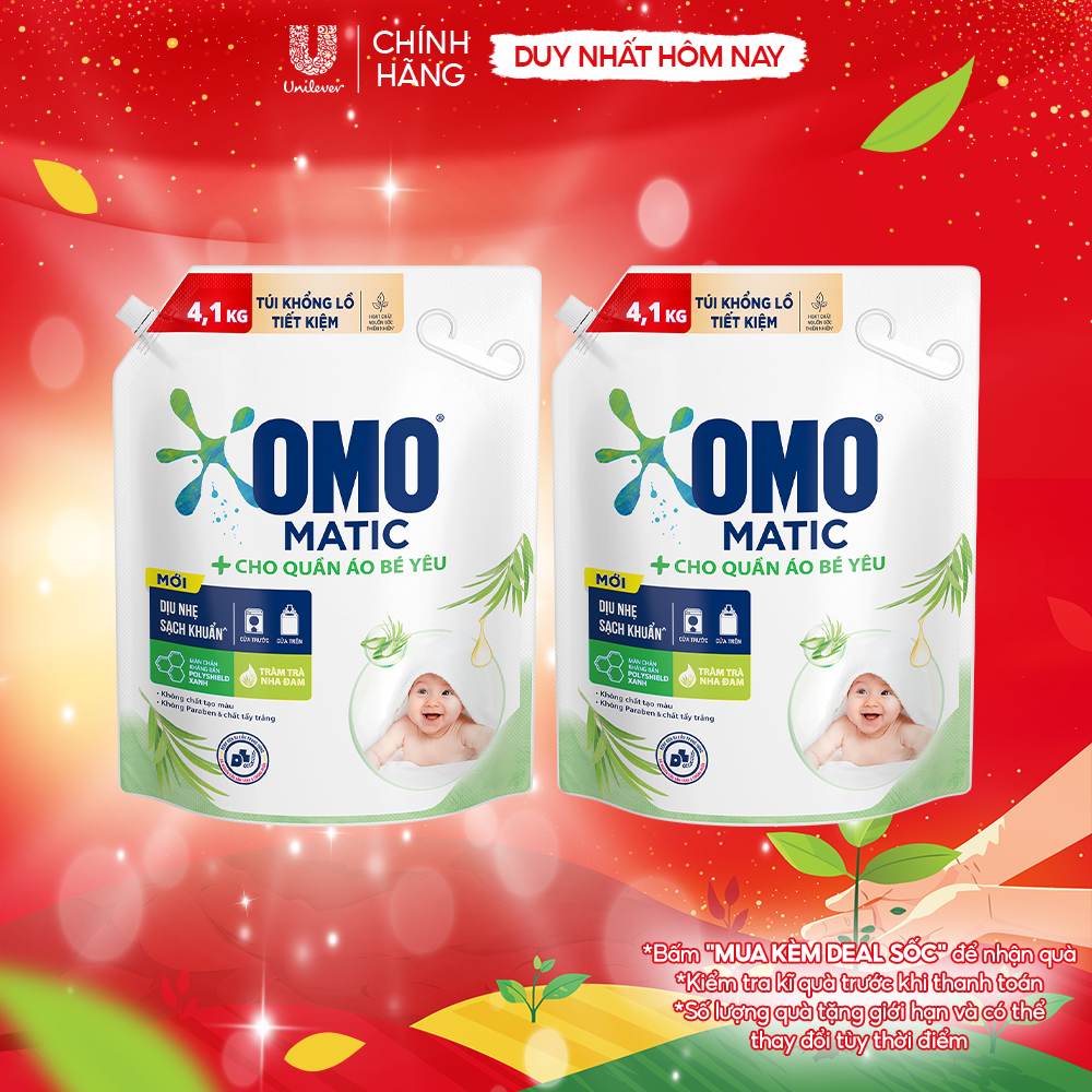 Combo 2 Nước Giặt OMO Matic Cho Quần Áo Bé Yêu 4,1kg/túi | Shopee Việt Nam