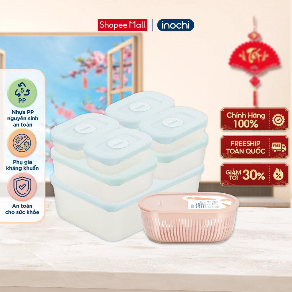 Combo Bộ 7 hộp thực phẩm trữ đông Inochi 290ml (4 hộp), 900ml (2 hộp ...