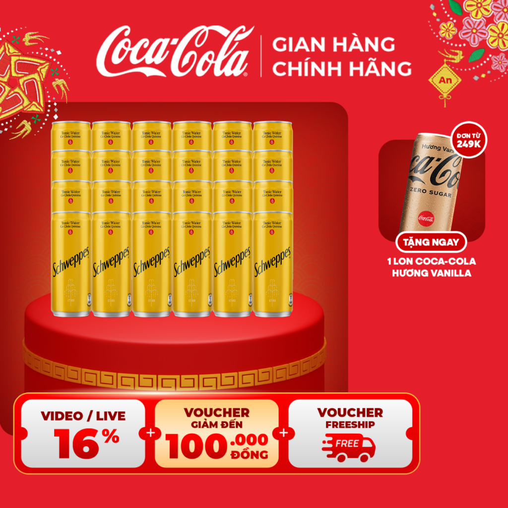 Lốc 24 Lon Nước Soda Giải Khát Schweppes Tonic 320ml/Lon Coca-Cola ...