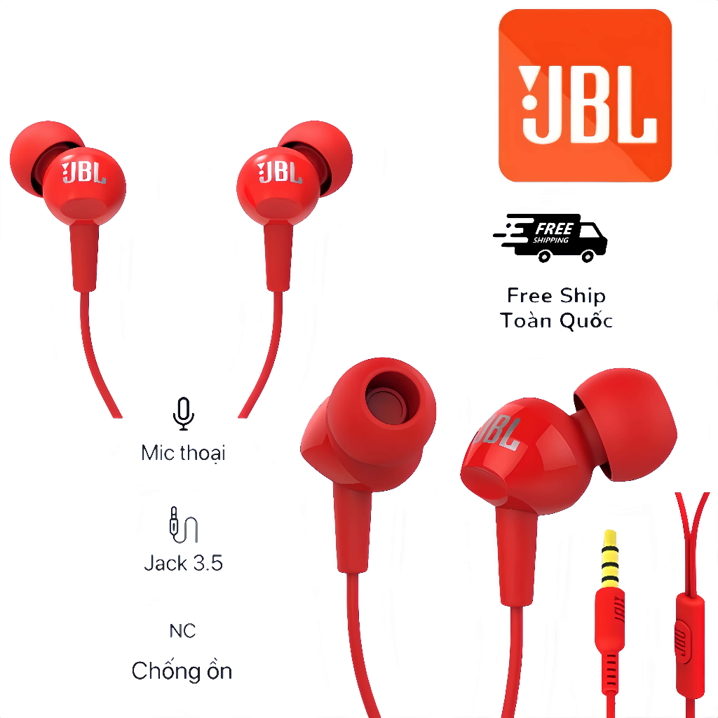 JBL C100SI 3.5mm Có Dây Bass Stereo Tai Nghe Cho Android IOS Điện Thoại ...