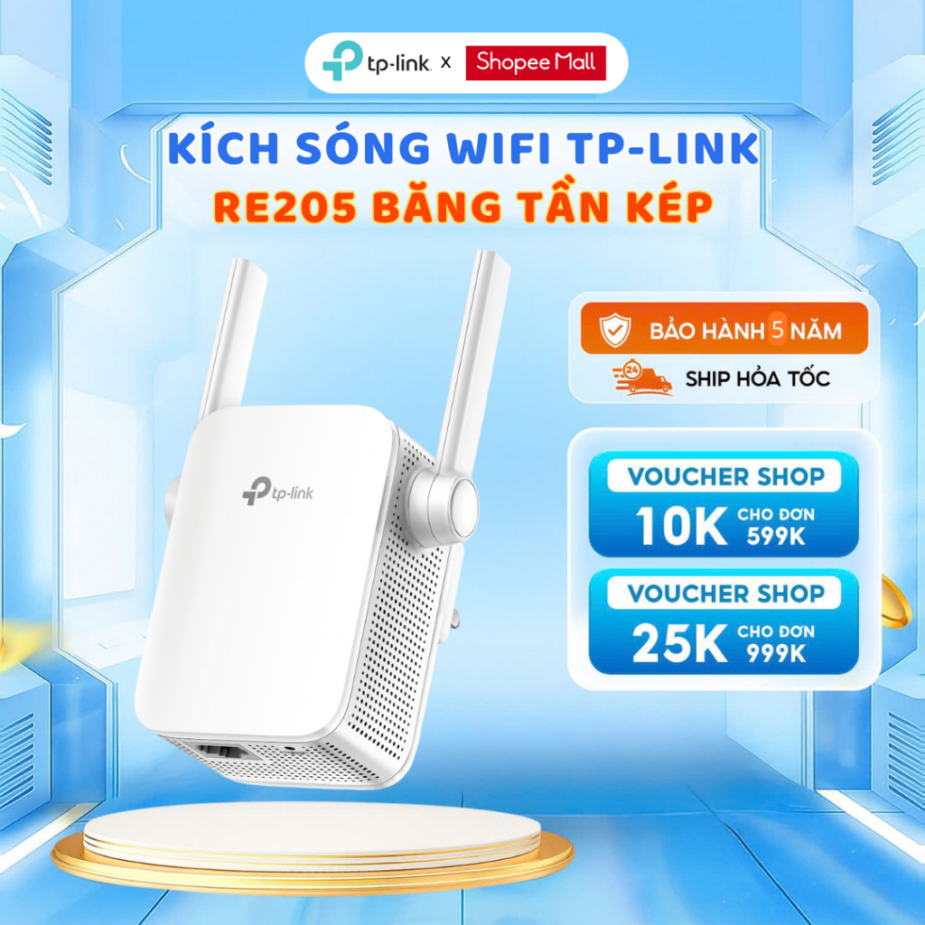 Bộ Mở Rộng Sóng Wifi TP-Link RE205 Băng Tần Kép Chuẩn AC 750Mbps Tích ...