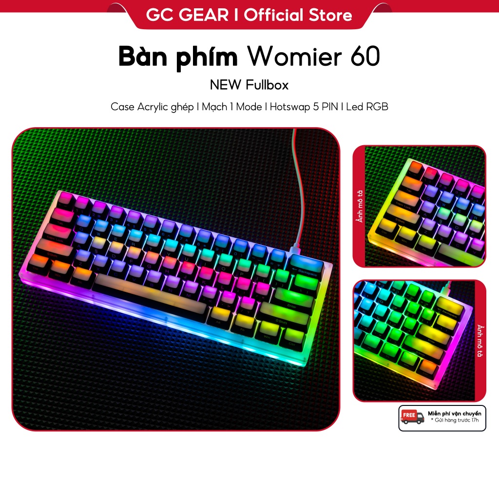 Bàn phím Womier 60 I Bàn phím cơ đèn siêu sáng - Hotswap 5 PIN - Full ...