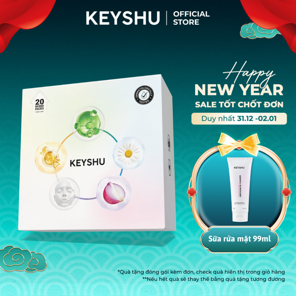 [KOL x KEYSHU] Hộp 20 Miếng Mặt Nạ KEYSHU Mix (Rau Má, Hành Tím ...