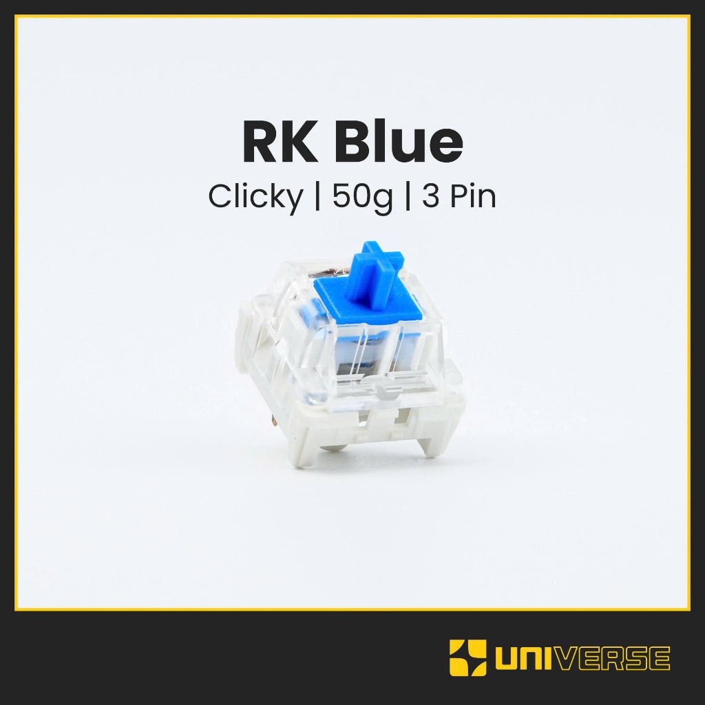 10 Switch Royal Kludge RK Blue Switch 3 Pin Clicky Switch 50g PC + POM ...