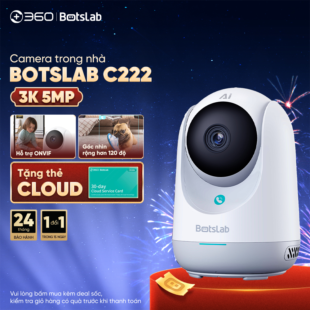 [TẶNG THẺ CLOUD] Camera Trong Nhà 360° BOTSLAB C222 - Video 3K Sắc Nét ...