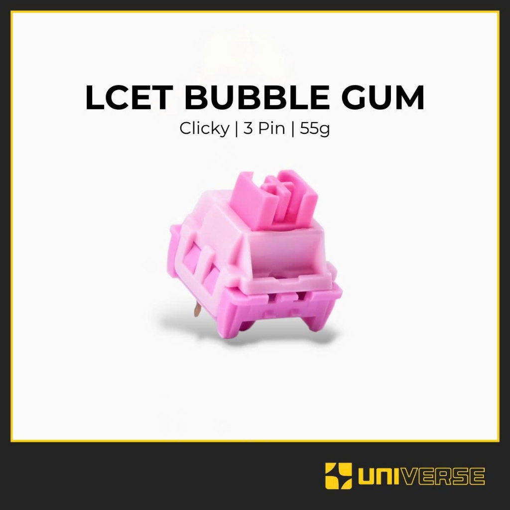 10 Switch LCET Bubble Gum Switch Clicky Stem Box 3 Pin 55g PC + POM ...