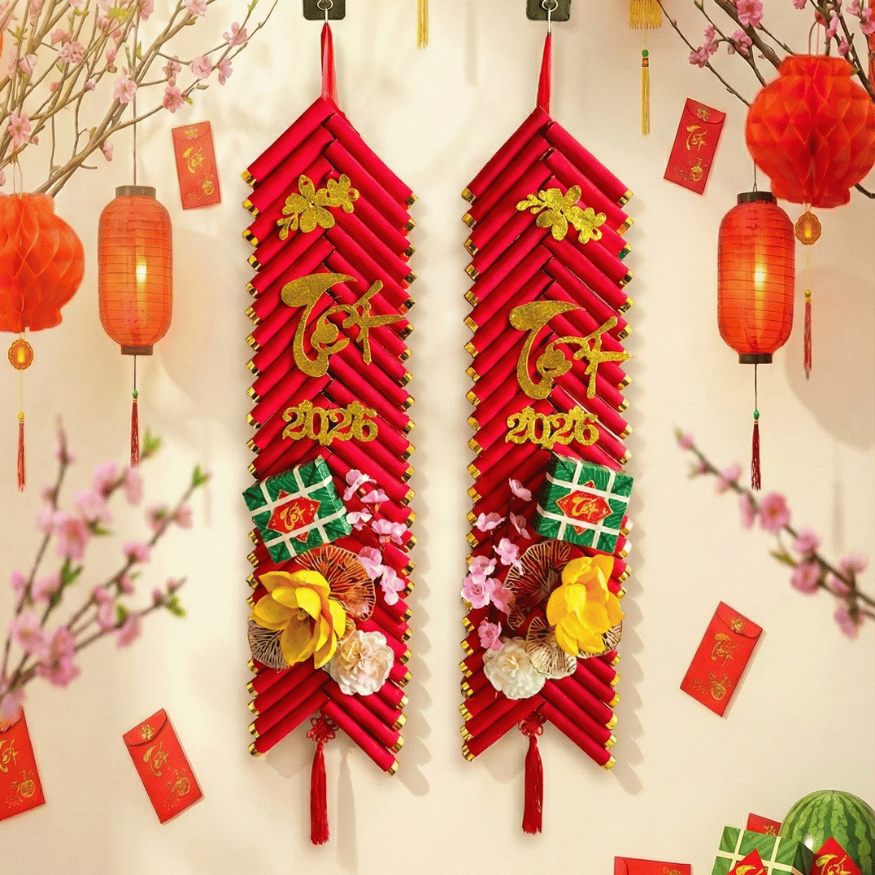 Dây Pháo giấy tết giả 100cm trang trí tết 2026 hàng handmade thủ công ...